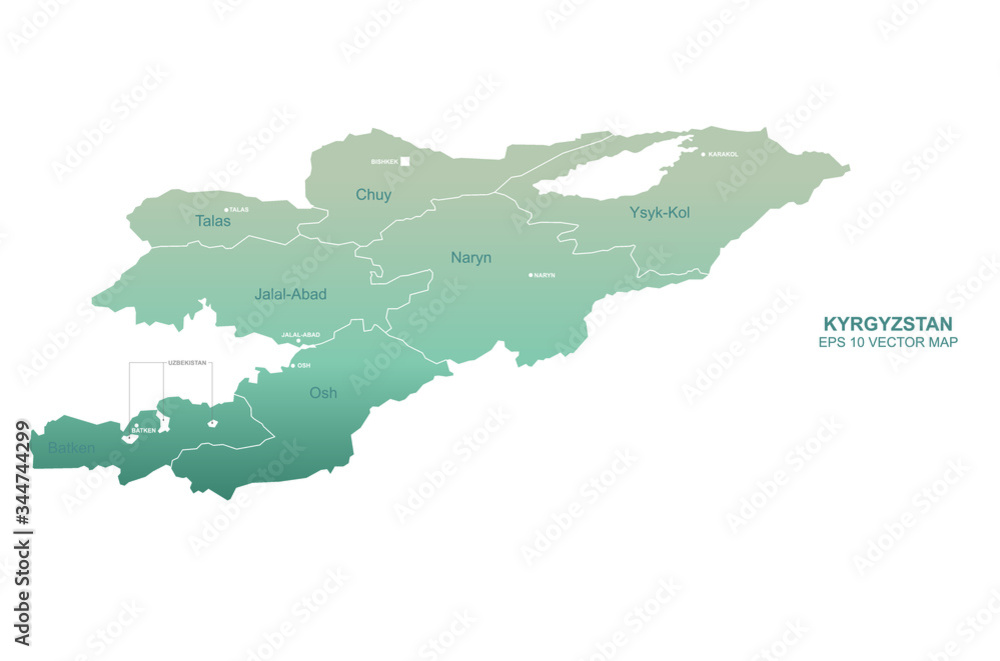 kyrgyzstan map. vector map of kyrgyzstan in central asia. Stock Vector ...