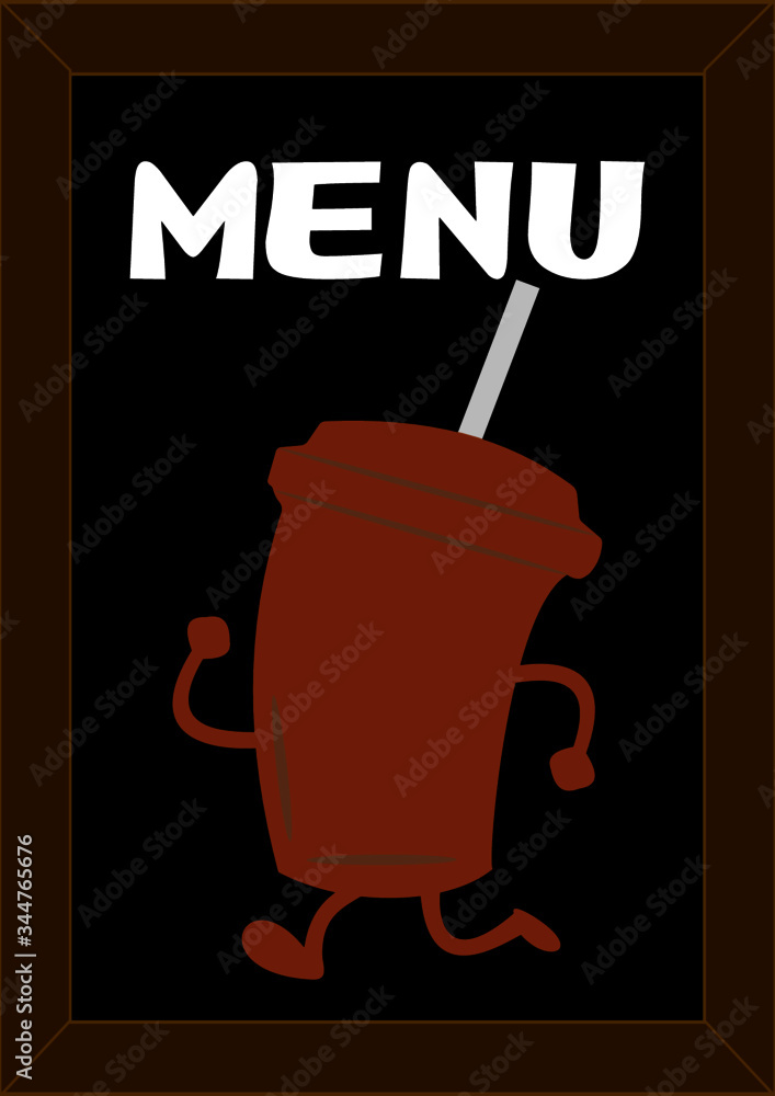 Street cafe menu wooden board template for text. Coffee house. Roadside ...