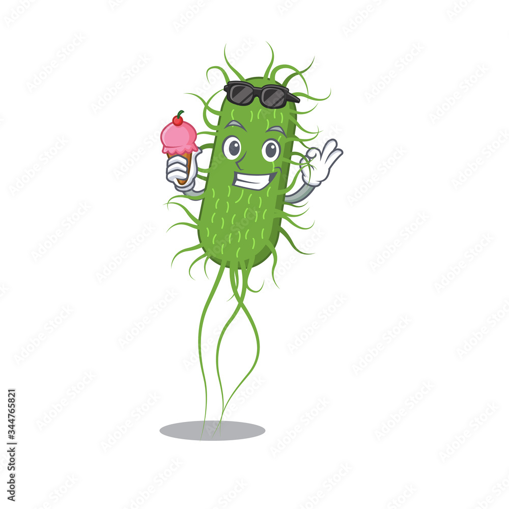 Cartoon design concept of e.coli bacteria having an ice cream Stock ...