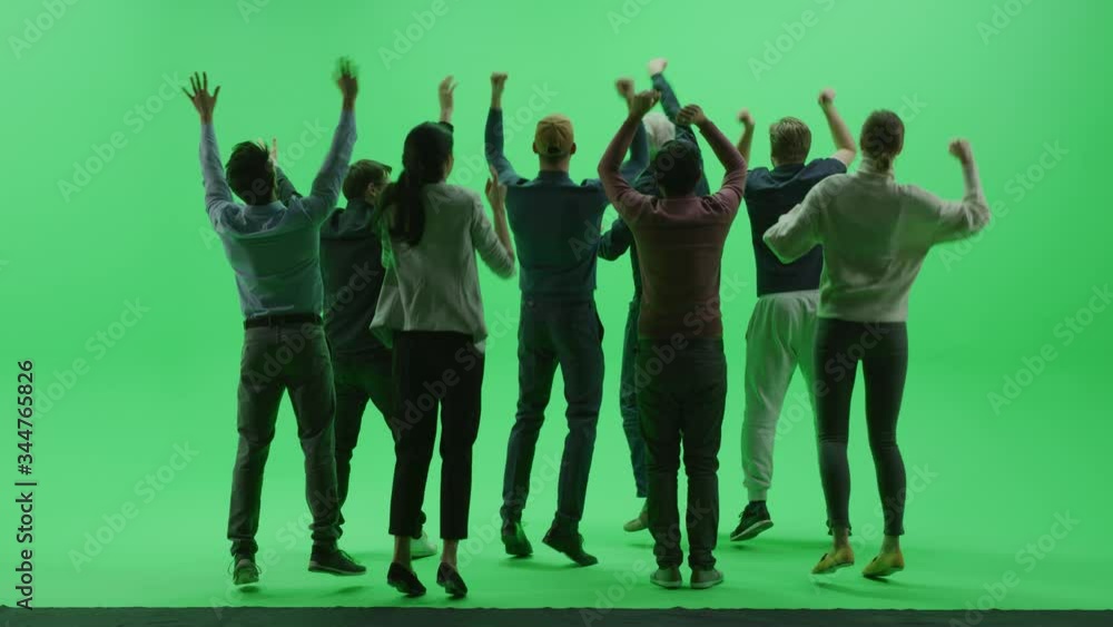 Green Screen Chroma Key Studio: Diverse Crowd of Fans Cheering ...