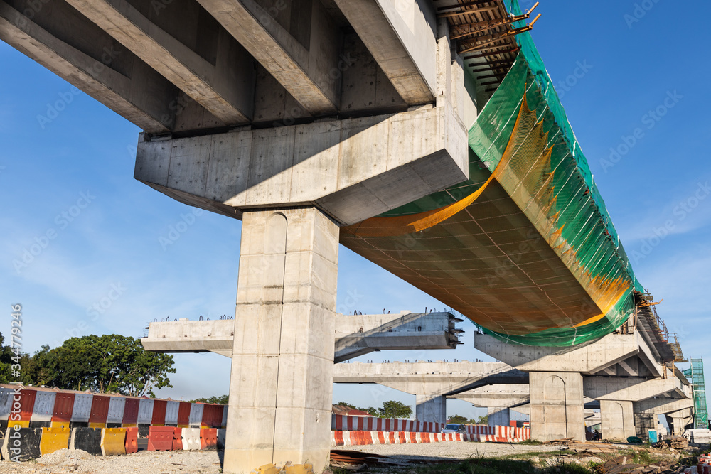 Construction of highway overpass bridge and rail transit infrastructure ...