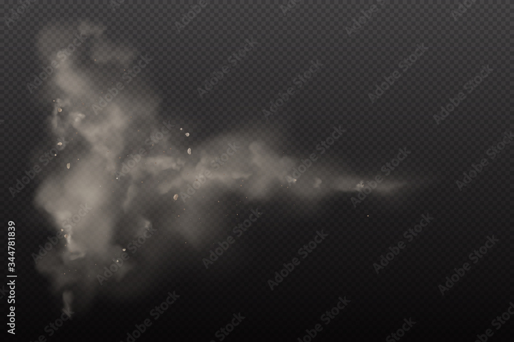 3d Yellow and Browon Dust on Vector Dark Transparent Background. Dust ...