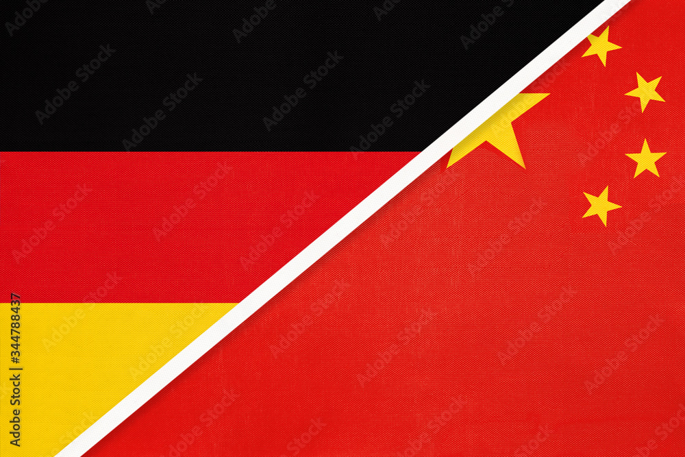 Germany vs China, symbol of two national flags. Relationship between ...