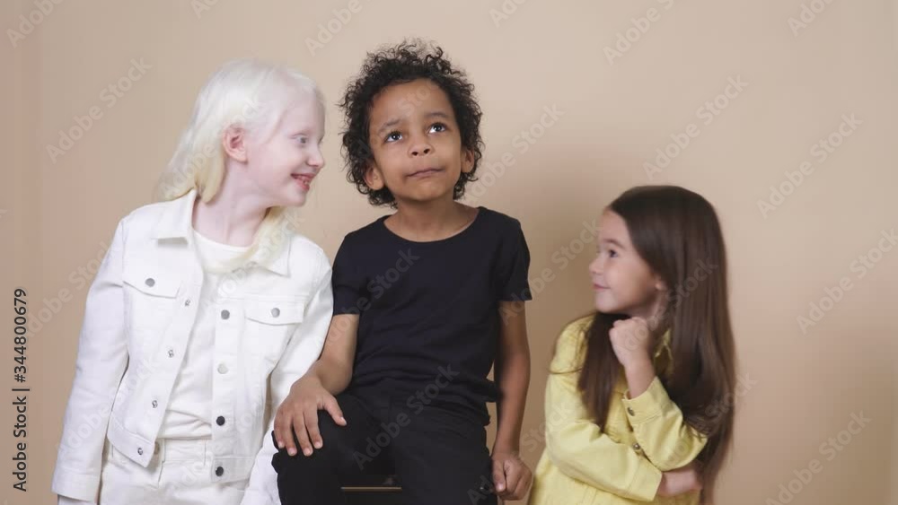 Portrait of beautiful kids with natural unusual appearance. Girl with ...
