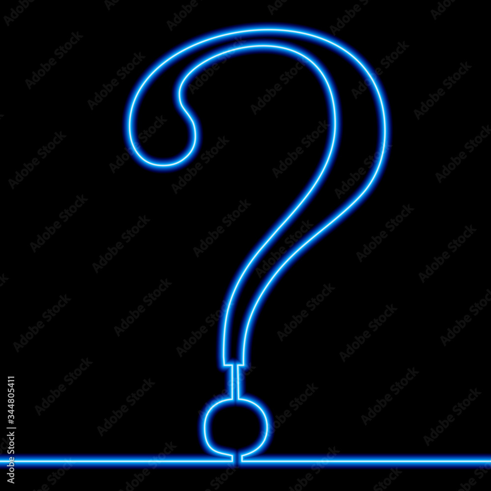 Continuous line drawing question mark neon concept Stock Vector | Adobe ...