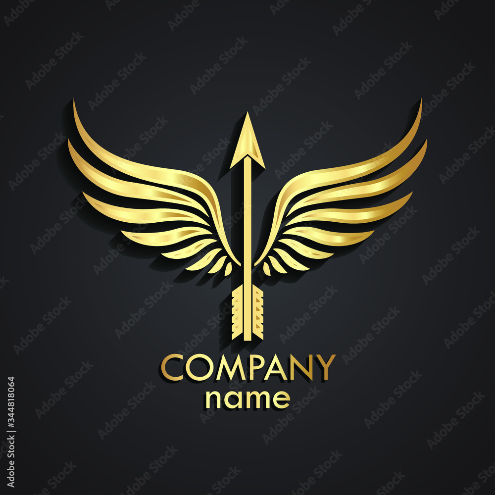 winged arrow 3d golden logo Stock Vector | Adobe Stock