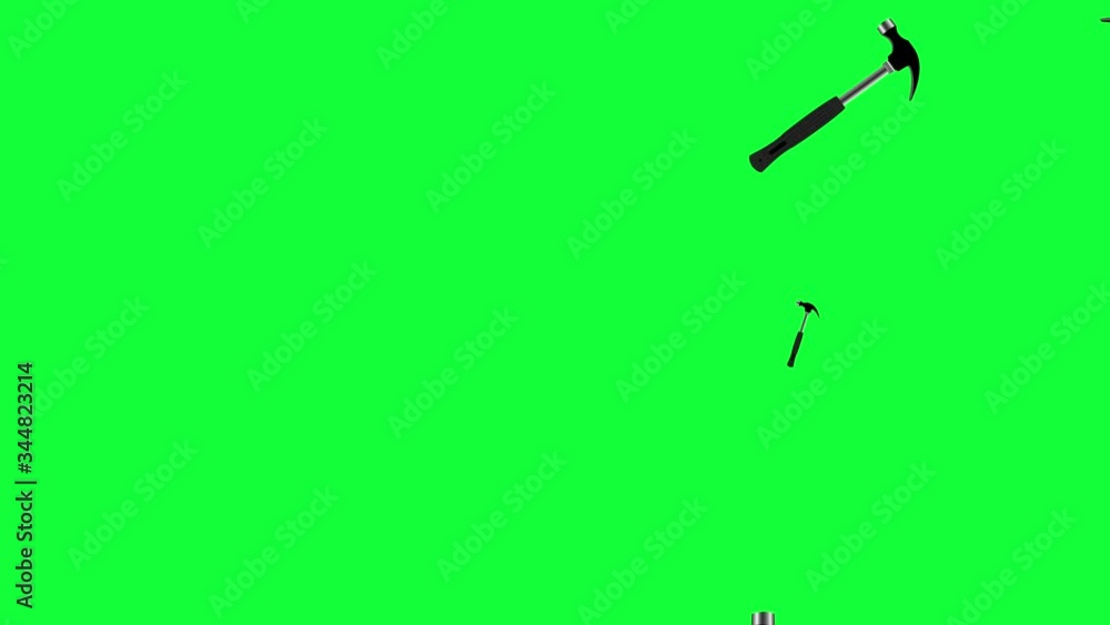Hammer tools falling animation on green screen chroma key , graphic ...