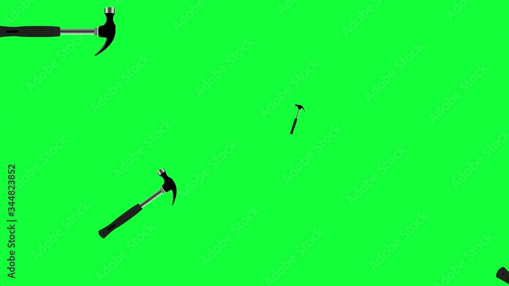 Hammer tools falling animation on green screen chroma key , graphic ...