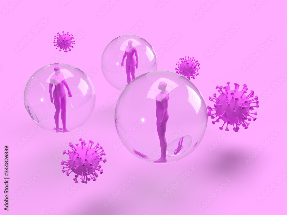 3d render illustration of social distancing concept showing people in ...