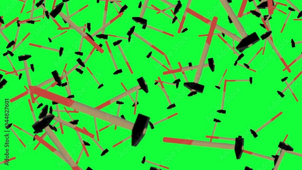 Hammer tools falling animation on green screen chroma key , graphic ...