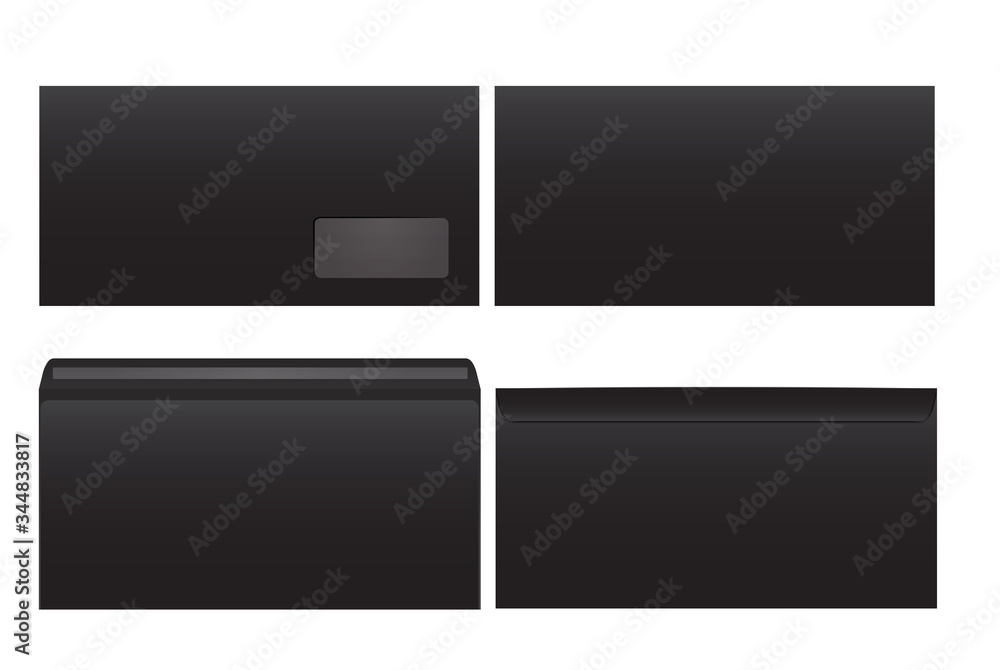 Standard black paper envelopes. For an office document or letter ...