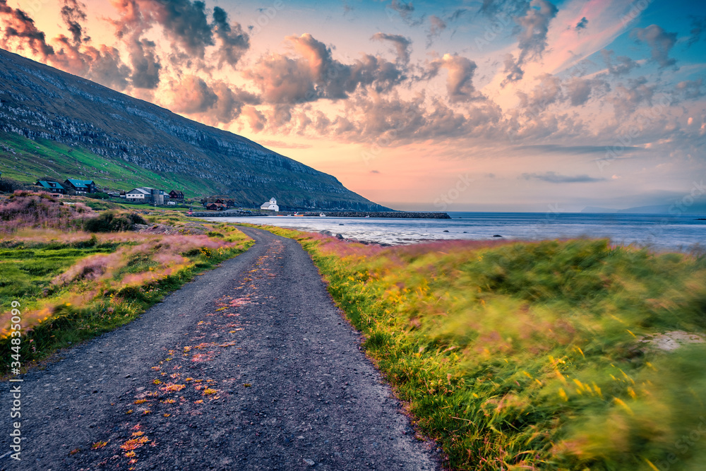 Windy morning scene of Hestur Island. Stunning sunrise view of ...