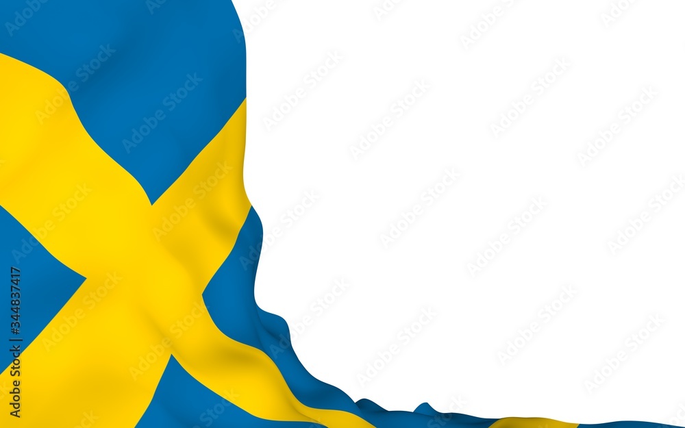 The flag of Sweden. Official state symbol of the Kingdom of Sweden. A ...