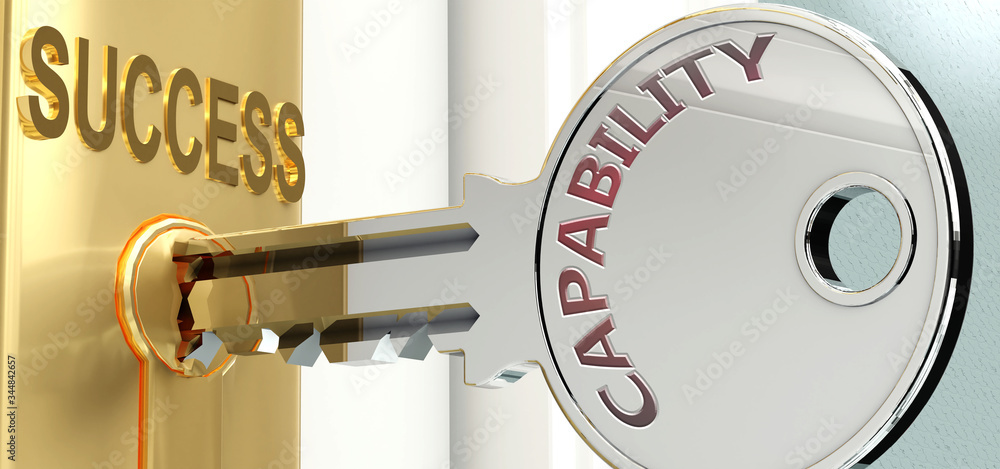 Capability and success - pictured as word Capability on a key, to ...