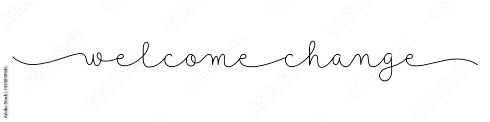 WELCOME CHANGE black vector monoline calligraphy banner with swashes ...