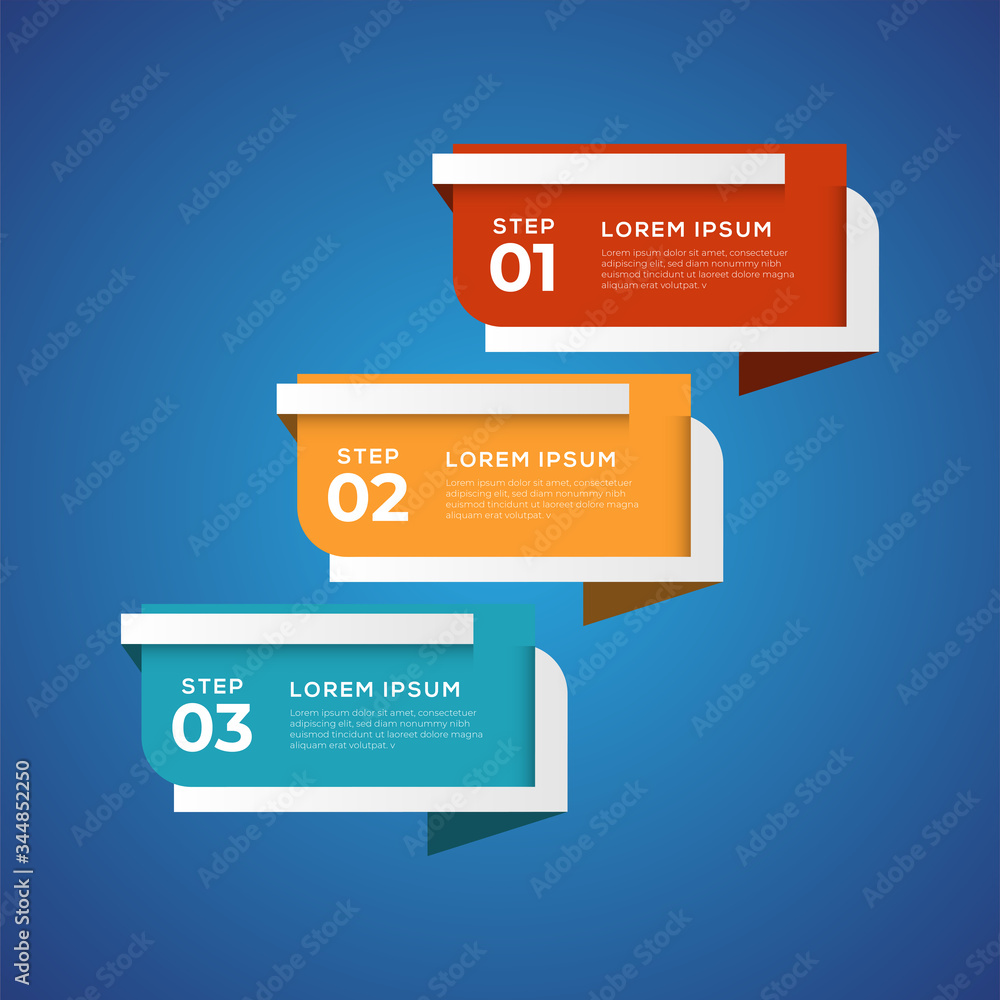 Simple infographic with 3 elements. Can be used for workflow layout ...