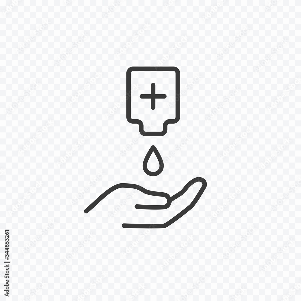 Icon of hygiene procedure, disease prevention. Vector sanitizer and ...