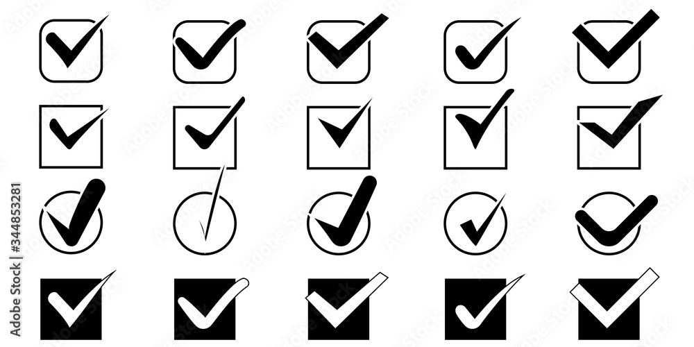 Big set of Check Marks with Crosses different shapes Stock Illustration ...