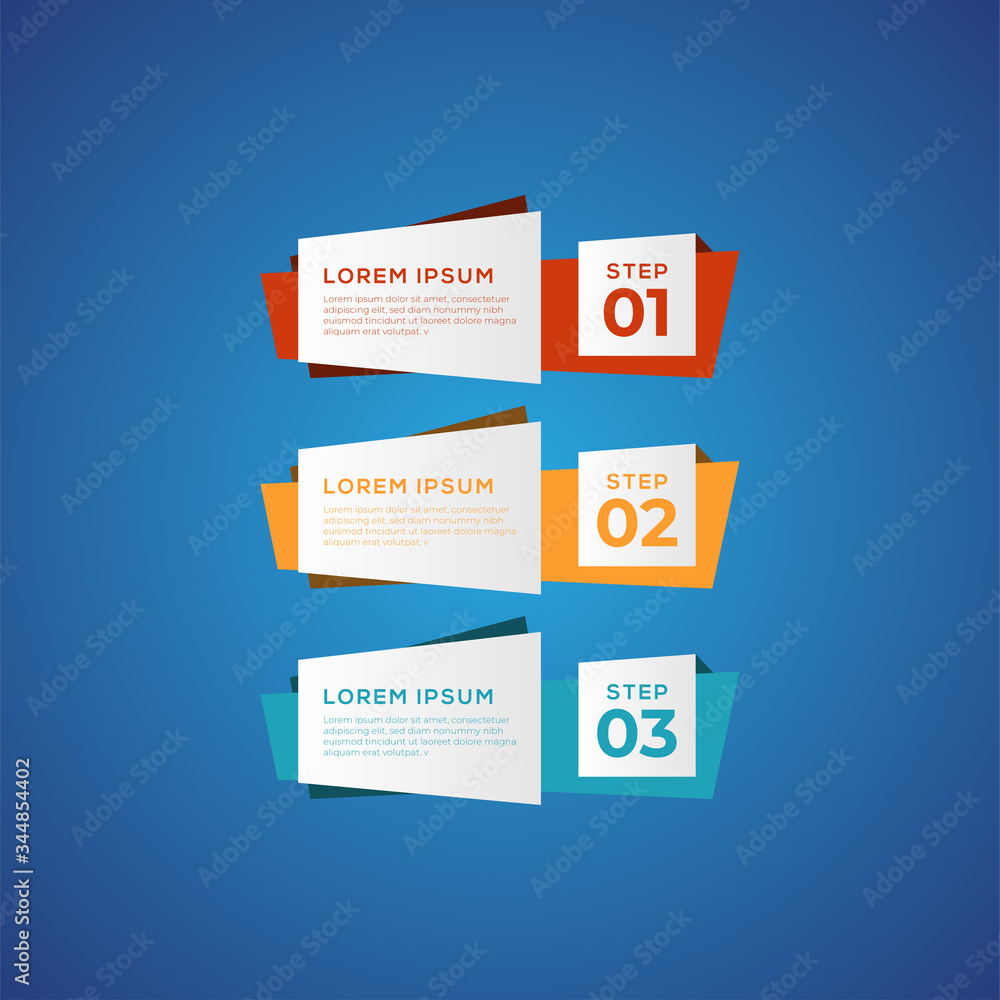 Simple infographic with 3 elements. Can be used for workflow layout ...