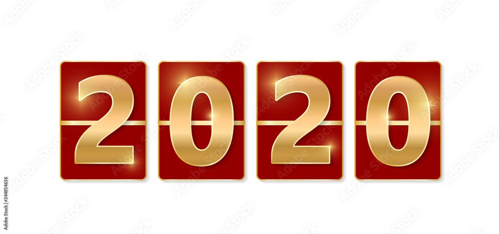 2020 golden shiny sign. New year and Christmas 2020 gold concept ...