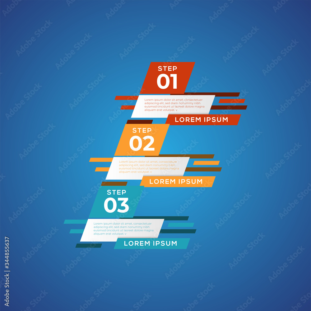 Simple infographic with 3 elements. Can be used for workflow layout ...