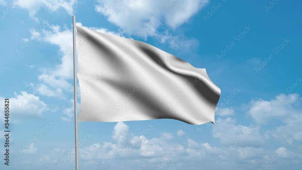 Seamless Loop 4K VDO. Empty white flag and copy space for advertisement ...