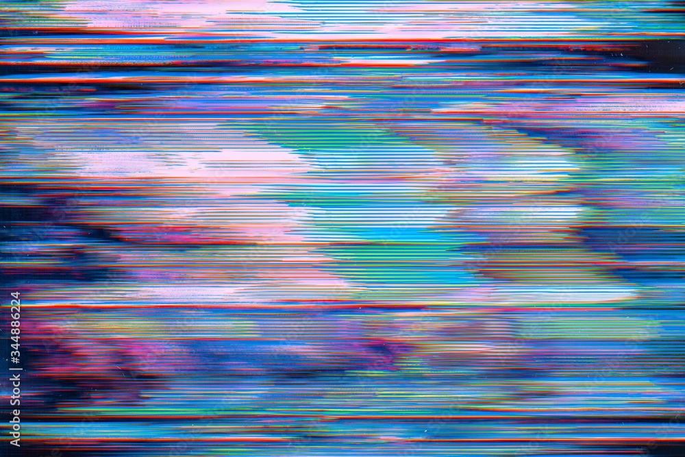 Color gradient background. Screen damage. Pink blue glitch artifacts ...