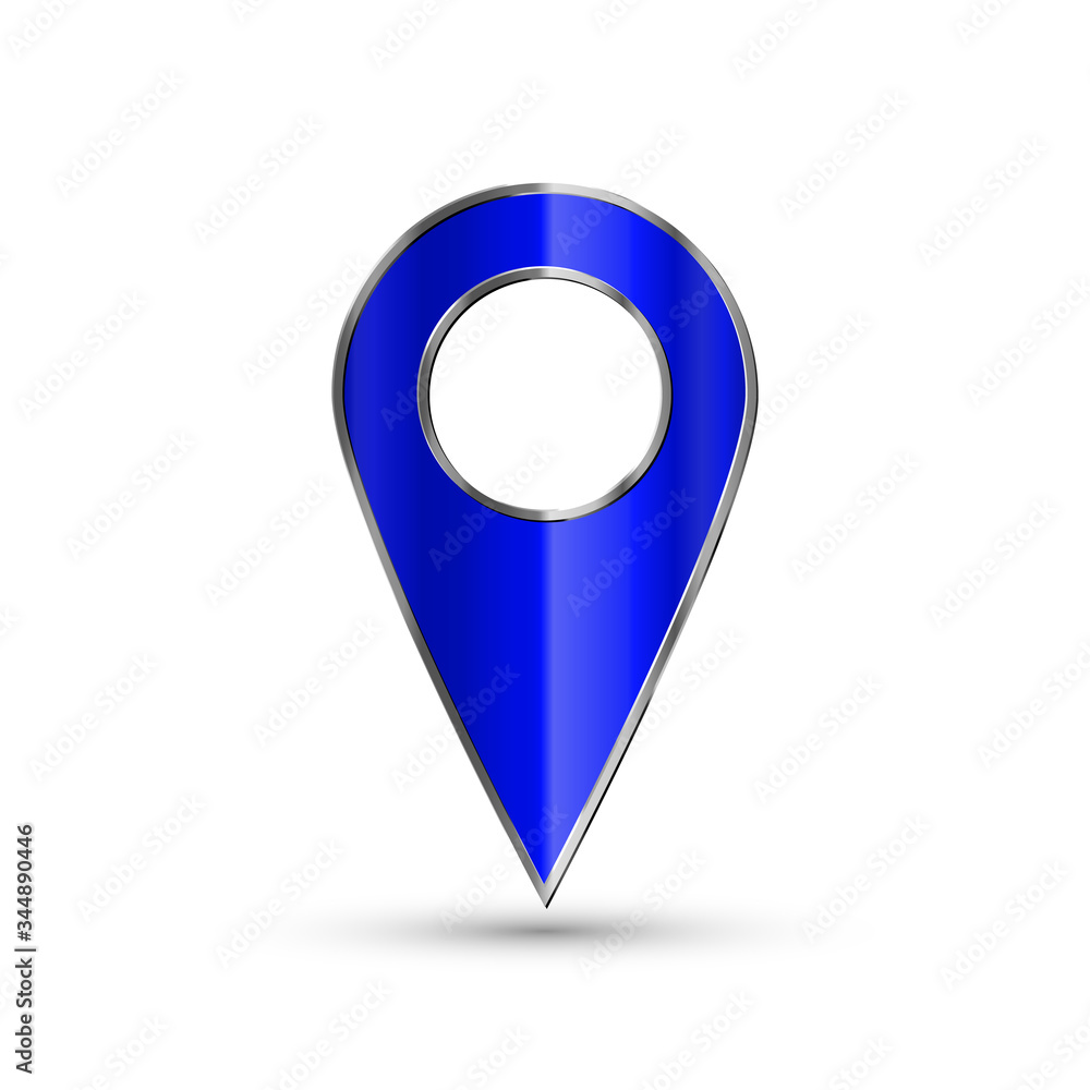 Realistic 3d pointer of map. Blue map marker icon in vector. Vector ...