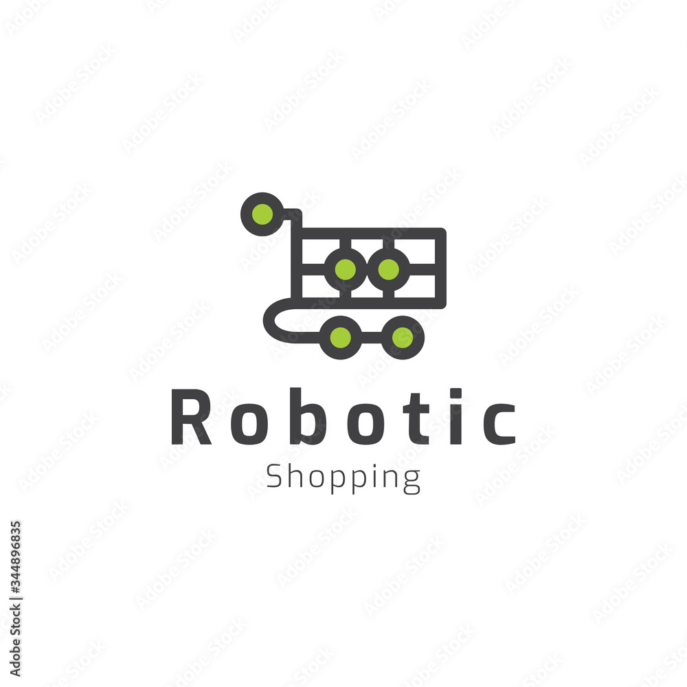 Robotic shopping cart logo icon template. Vector illustration. Modern ...