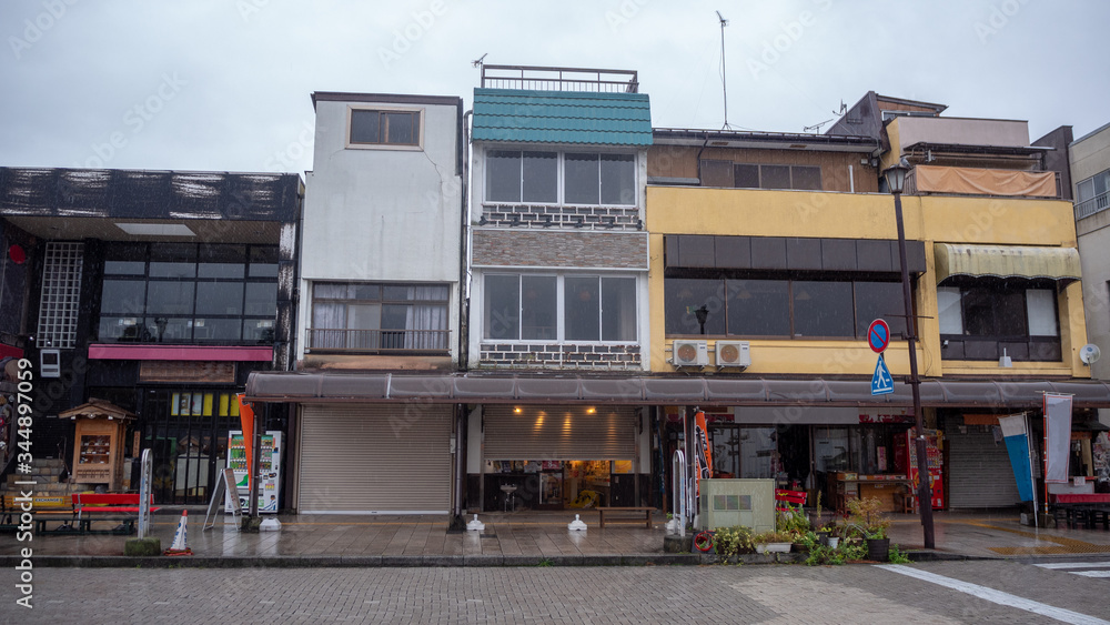 Small store building at midtown of Nikko for background with copy space ...
