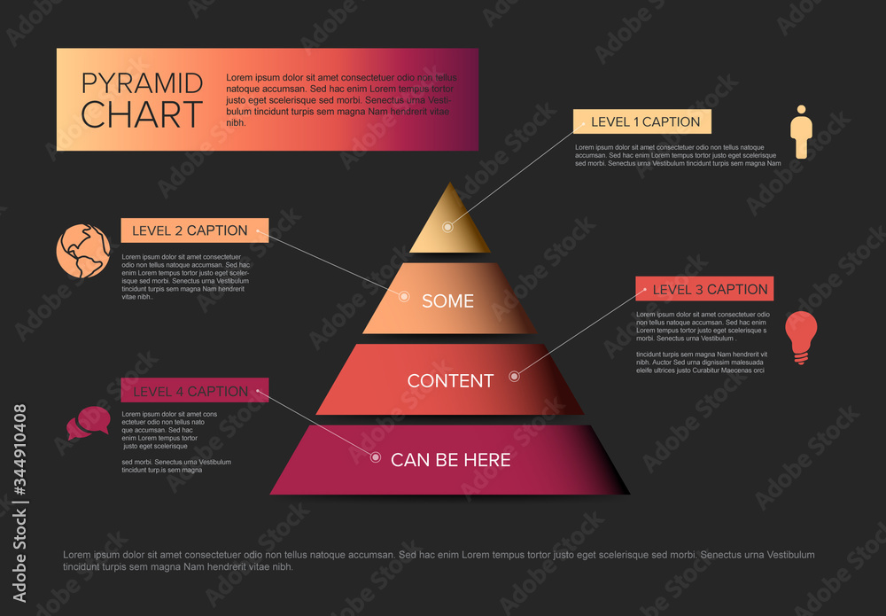 Pyramid Chart Dark Infographic Diagram Layout Stock Template | Adobe Stock