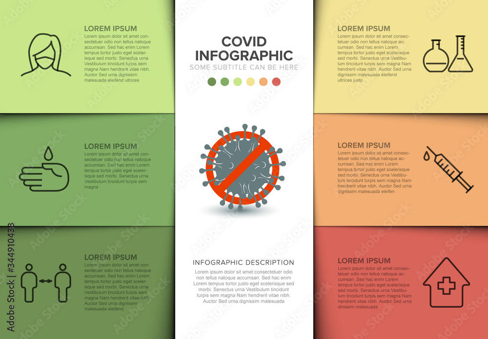 Covid-19 Green Red Preventions Infographic Stock Template | Adobe Stock
