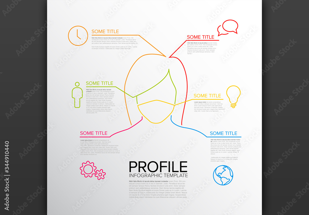 Thin Line Profile with Mask Infographic Layout Stock Template | Adobe Stock