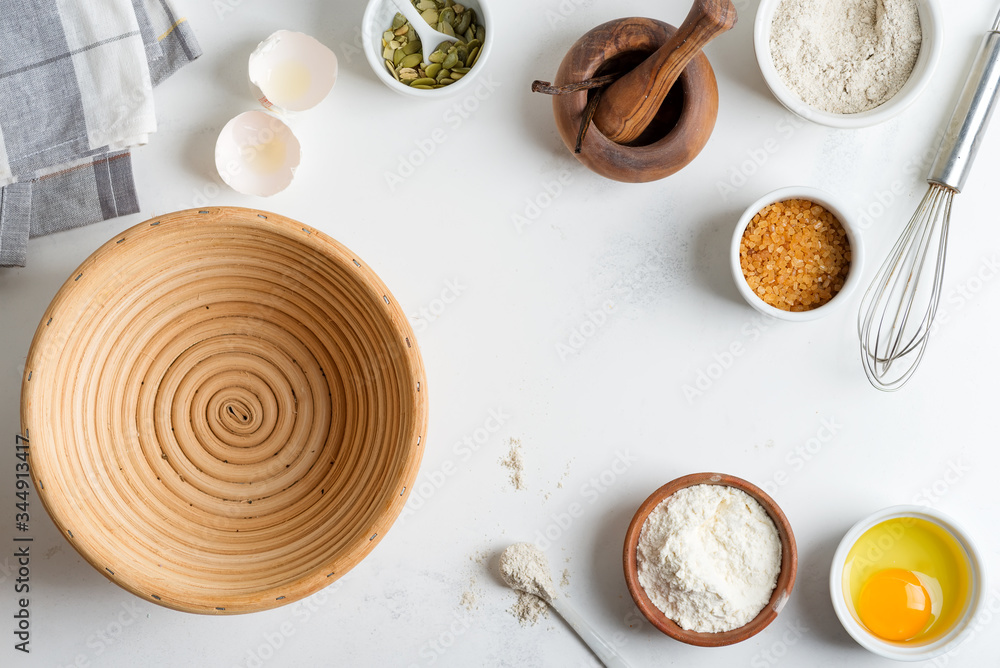 Homemade production of fresh healthy bread of other pastry from natural ...
