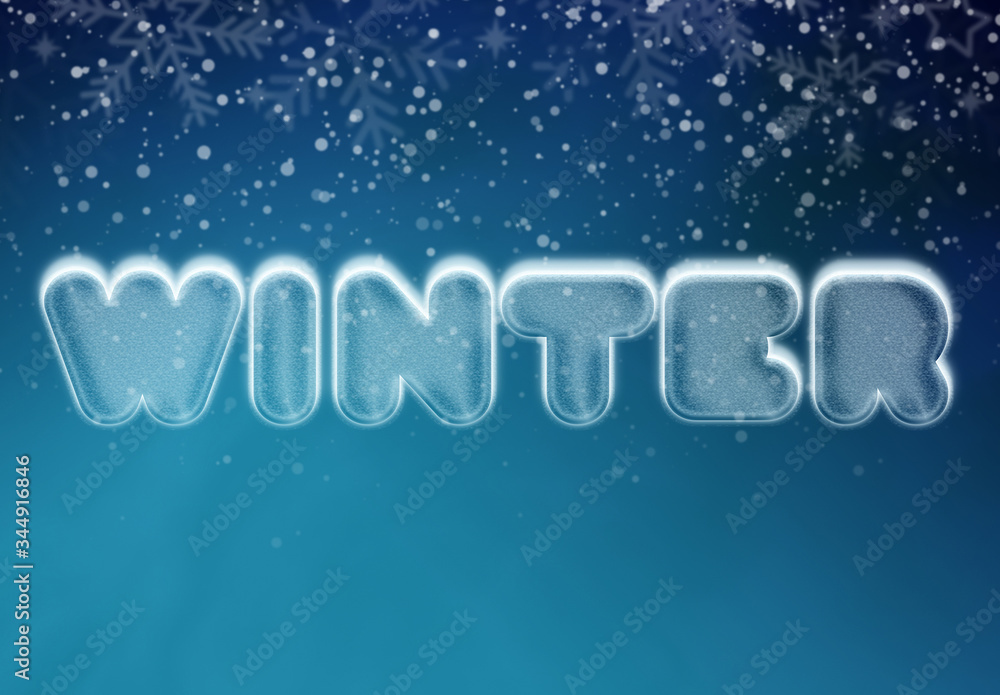 Winter and Snow Cool Ice Text Effect Mockup Stock Template | Adobe Stock
