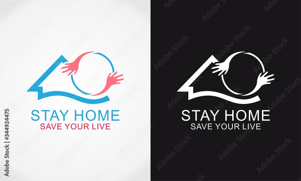 hand & home, save people logo, prevention for covid-19 logo Stock ...