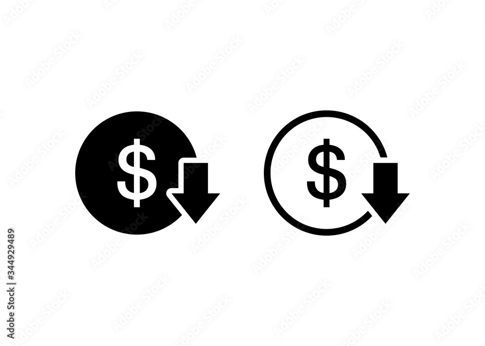 cost reduction icon vector. Reduce costs sign and symbol vector design ...