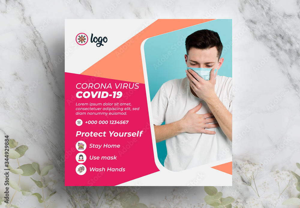 Coronavirus Pandemic Social Distance Awareness Social Media Layout ...