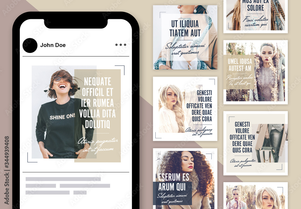 Social Media Post Layout Set Stock Template | Adobe Stock