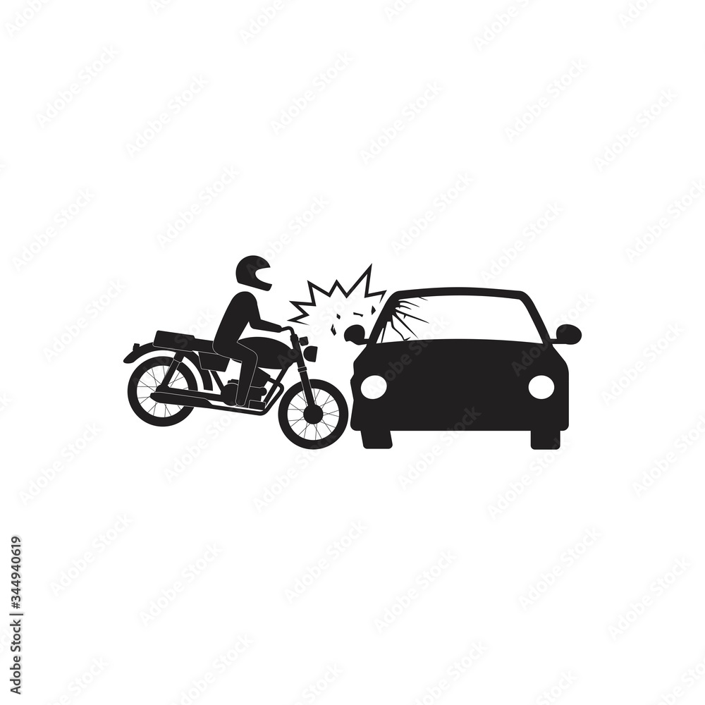 Car crash icon, Accident Tragedy of Car motorcycle Vector illustration ...