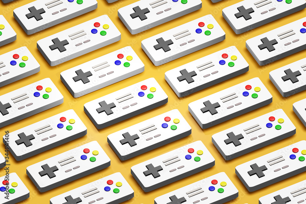 Simple organised retro console game controllers gamepads repetitive ...