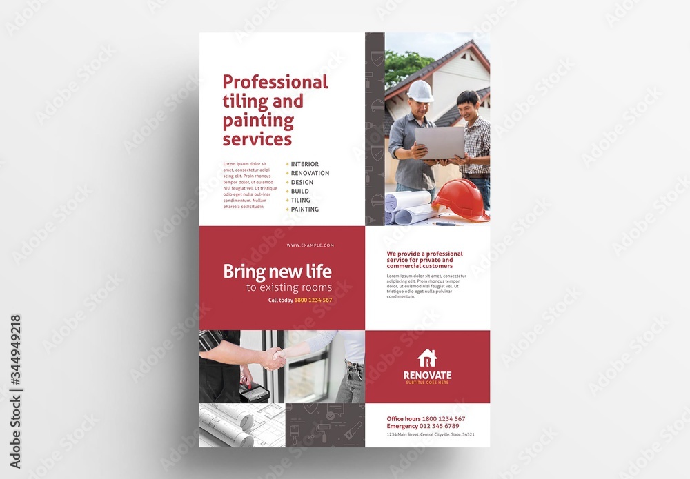 Construction Themed Flyer Layout for Handyman Contractor Services Stock ...