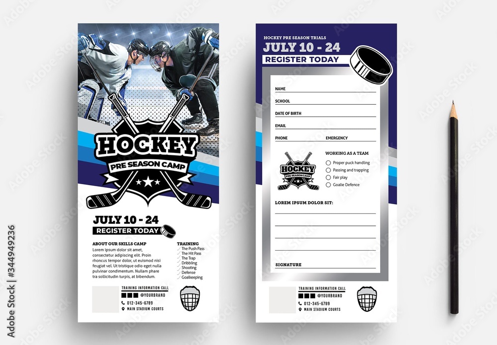 Ice Hockey DL Flyer Layout Stock Template | Adobe Stock