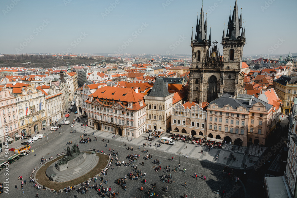 Prag Marktplatz Altstadt Rathaus Kulturdenkmal Teynkirche Stock Photo ...