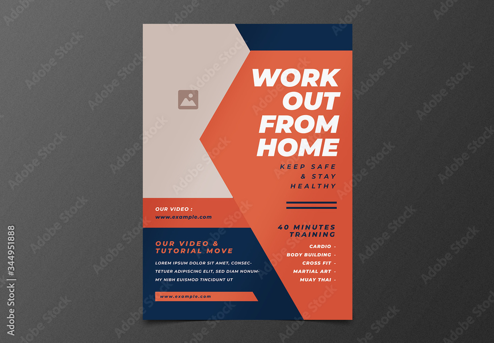 Home Workout Flyer Layout Stock Template | Adobe Stock