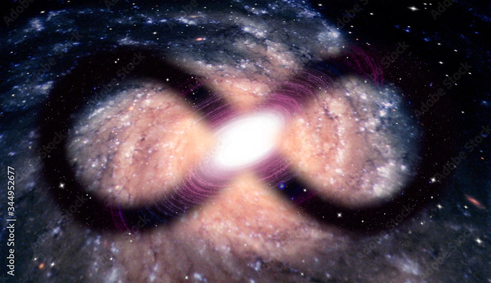 The symbol of infinity revealing a bright spiral galaxy inside a ...