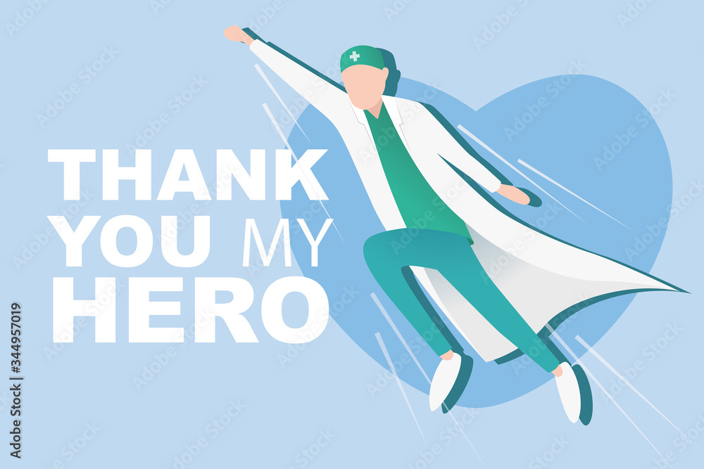 Thank you my hero! Doctor character in medical uniform fighting with ...