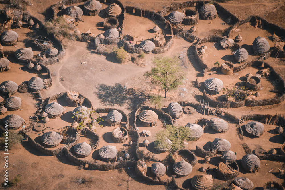 aerial view of tribal african village in rural uganda Stock Photo ...