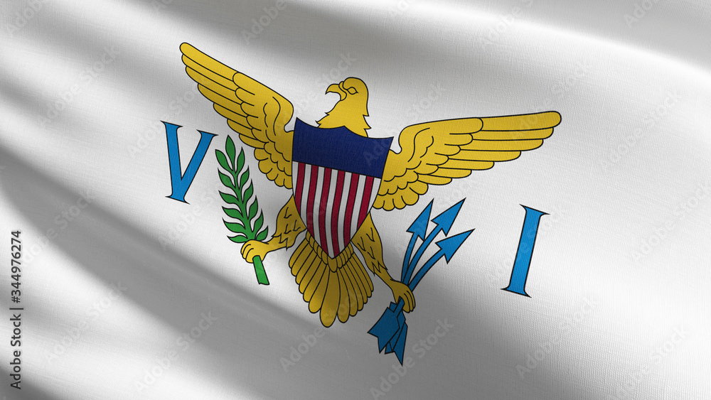 US Virgin Islands flag in The United States of America, USA, blowing in ...