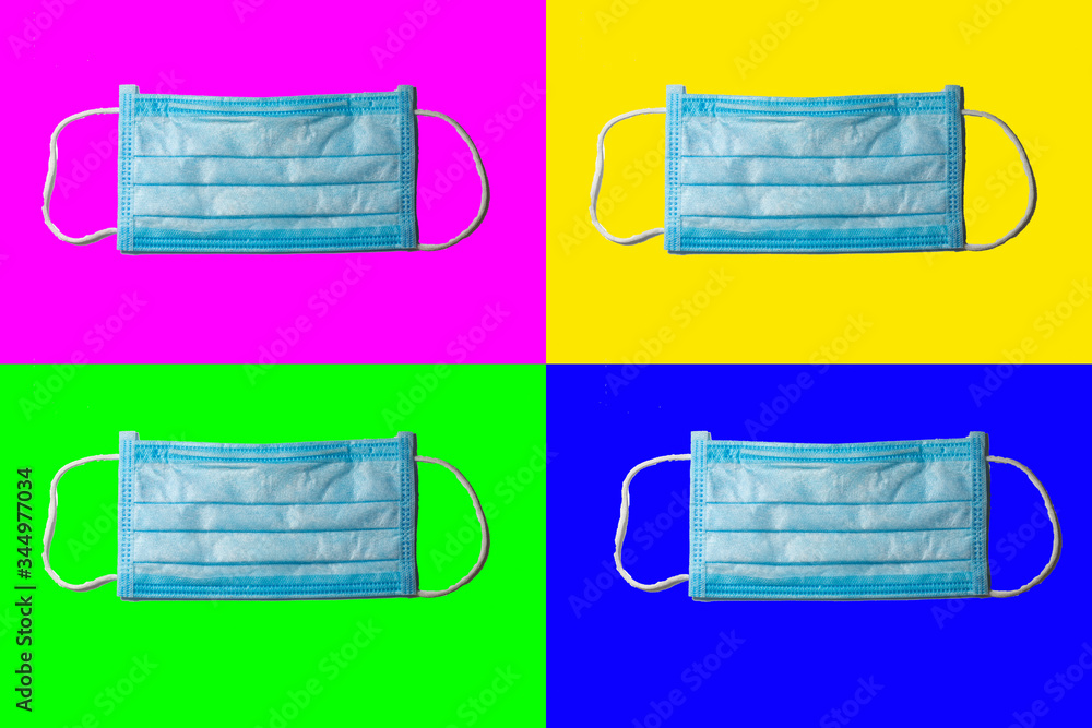 mask on colored background, page design, banner design, fun background ...